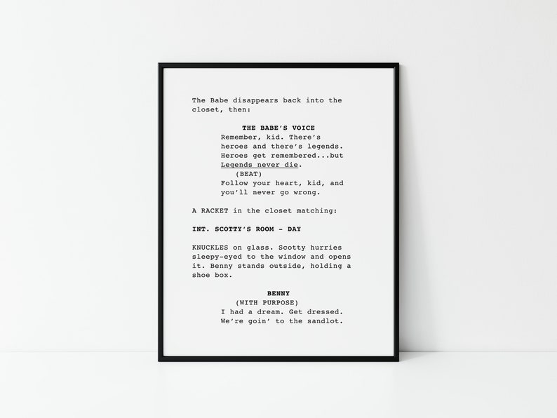 The Sandlot Screenplay Printable Art, Legends Never Die the Babe ...