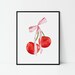 Cherry Bow Art, Physical Print, Coquette Pink Poster, Trendy Girl ...