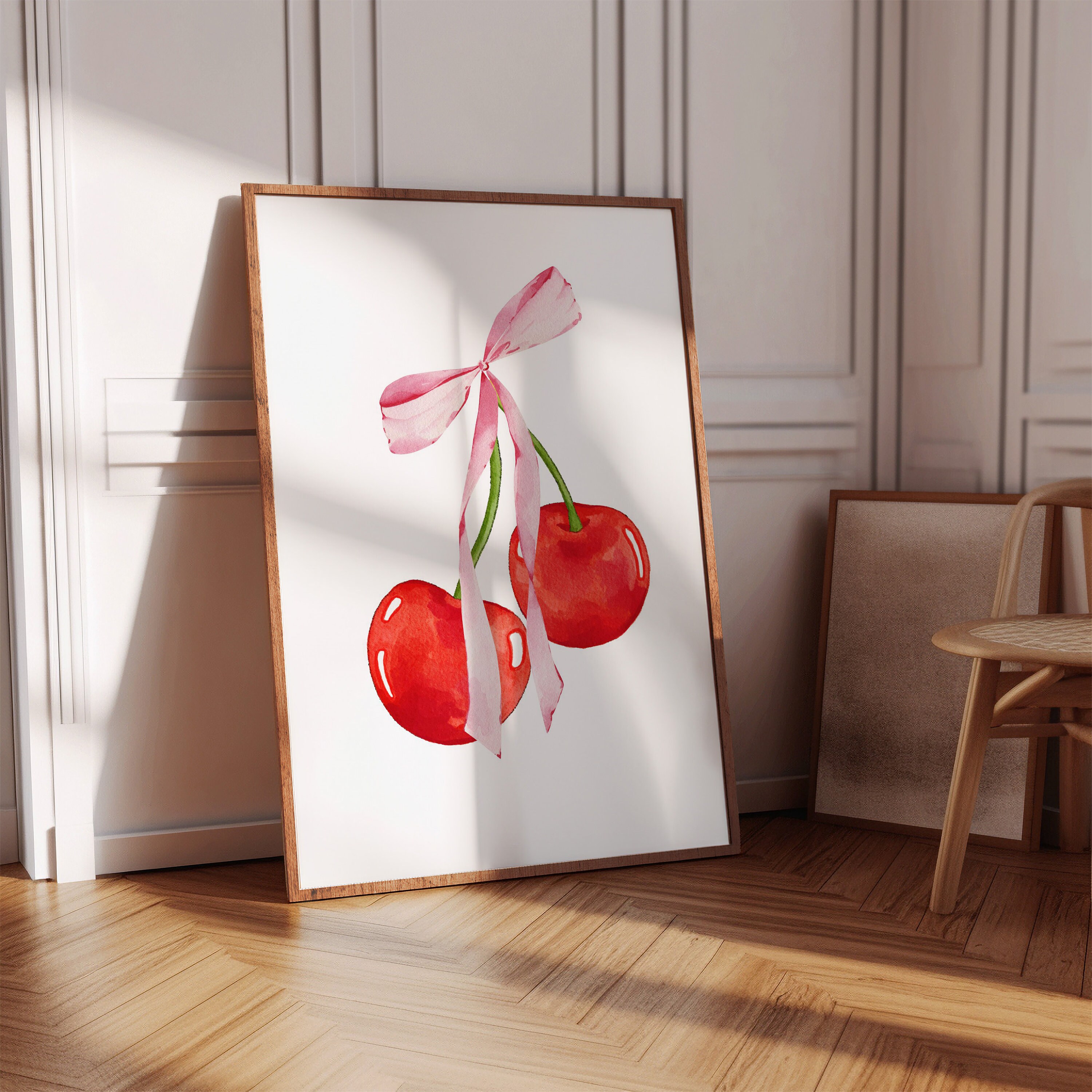 Cherry Bow Art, Physical Print, Coquette Pink Poster, Trendy Girl ...
