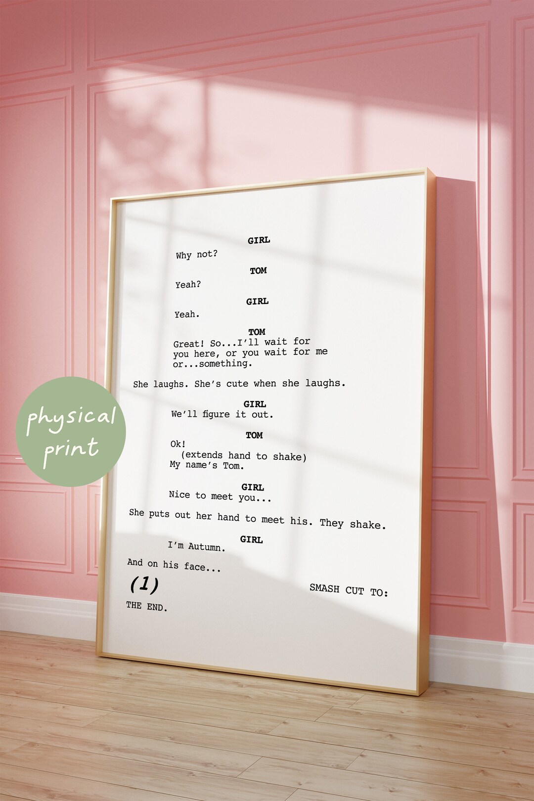 500 Days of Summer Screenplay, Physical Print, Fun Trendy Wall Art ...