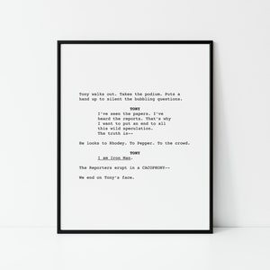 Iron Man Screenplay | Ending Scene "i Am Iron Man" | Marvel Art | Wall ...