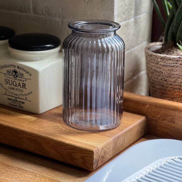 Ribbed Glass Vase - Etsy UK