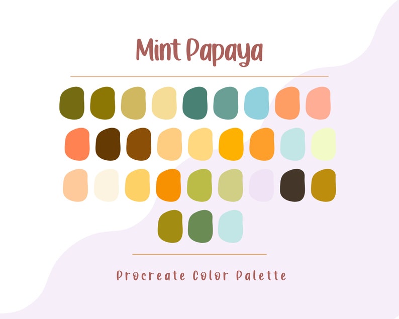 Mint Papaya Procreate Color Palette, Bright Boho Swatches (digital ...
