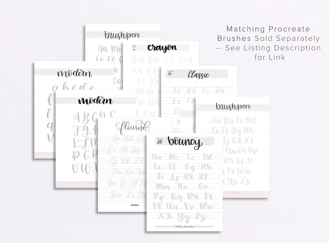 7 Ipad Lettering Worksheets Lettering Practice Printable - Etsy