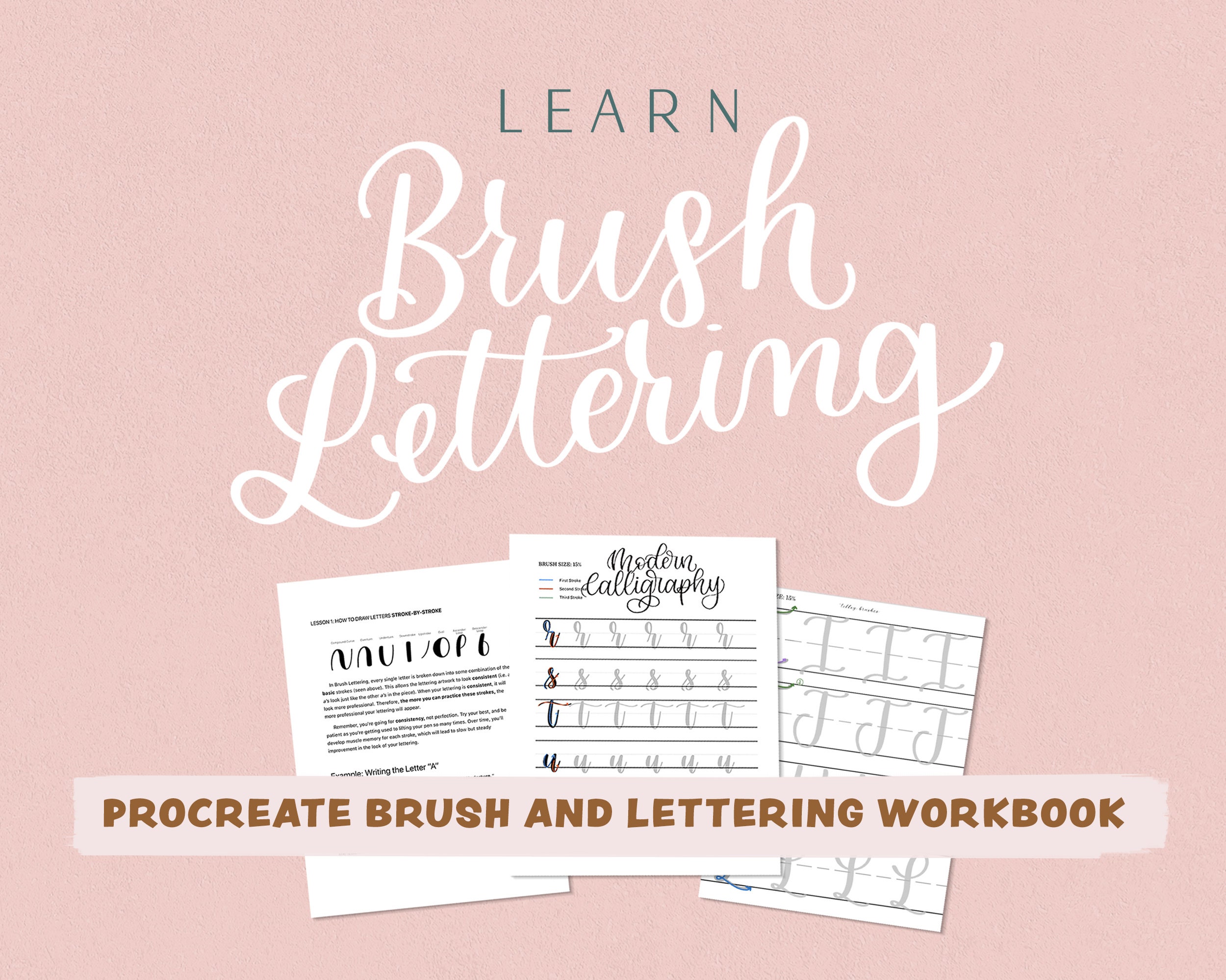 Learn Brush Lettering Procreate Workbook Procreate Lettering - Etsy
