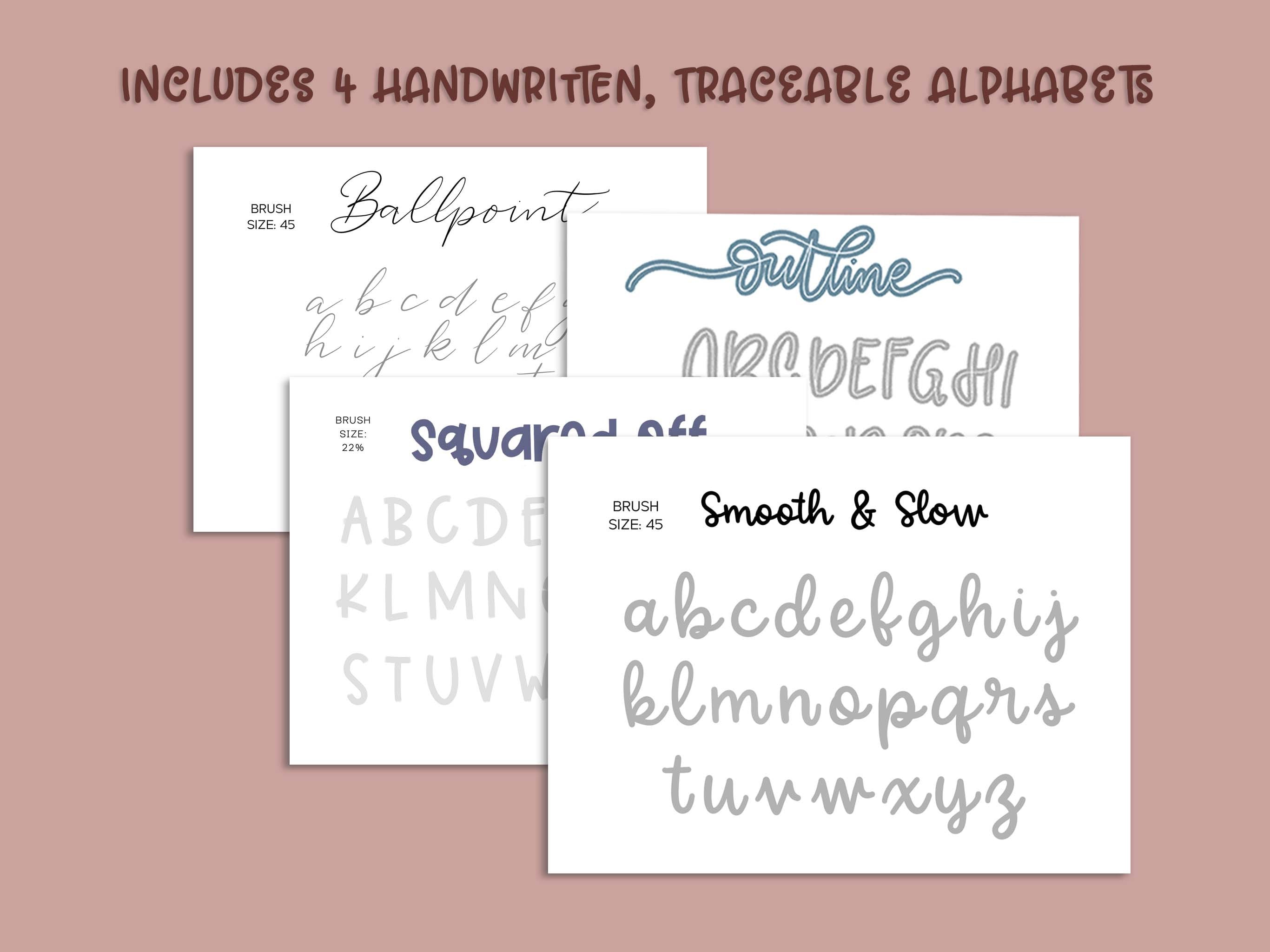 4 Procreate Lettering Brushes & Lettering Worksheets. | Etsy