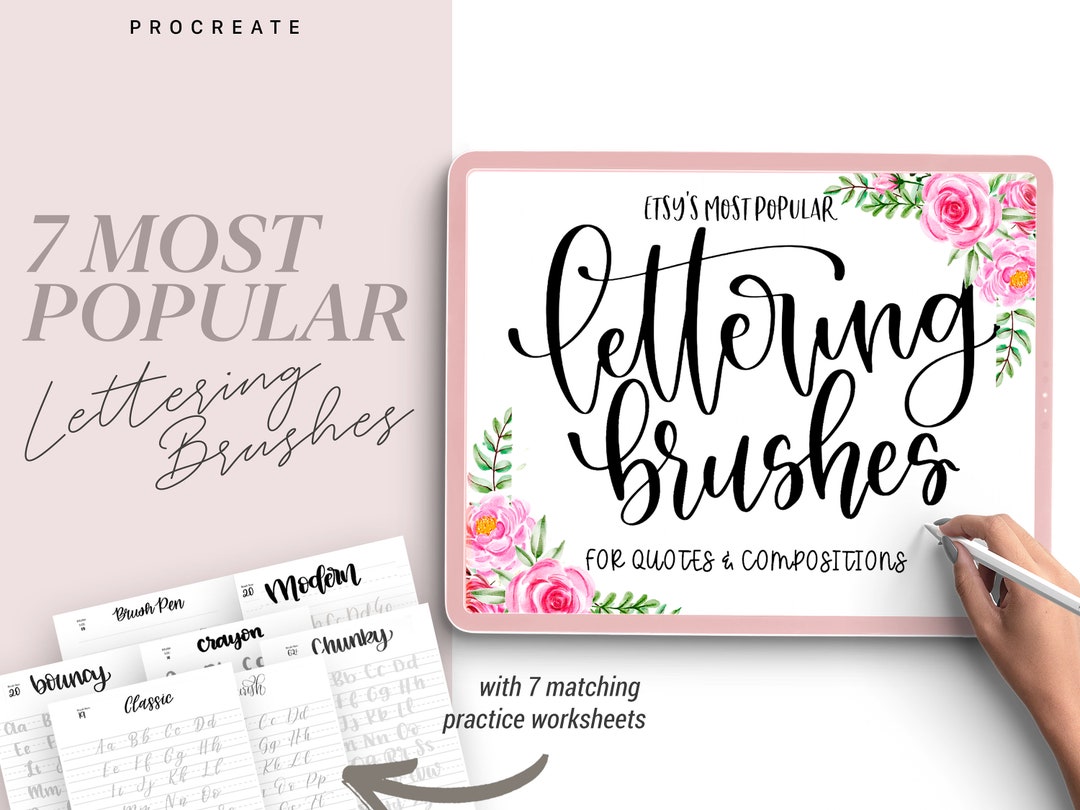 7 Procreate Calligraphy Brushes and Lettering Guide, iPad Lettering ...
