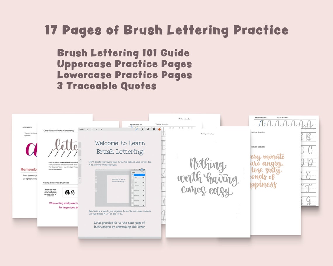 Learn Brush Lettering Procreate Workbook Procreate Lettering - Etsy