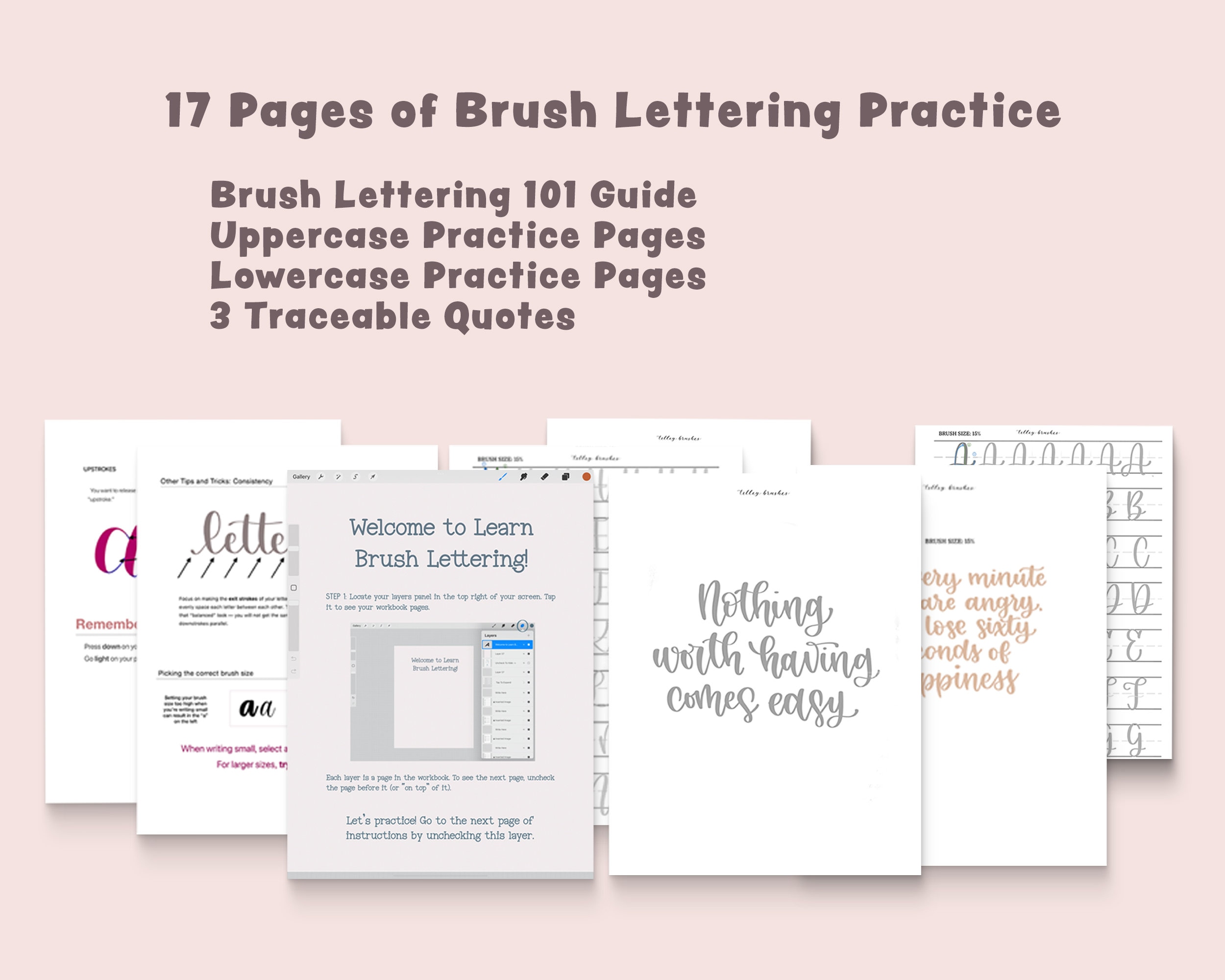 Learn Brush Lettering Procreate Workbook Procreate Lettering - Etsy