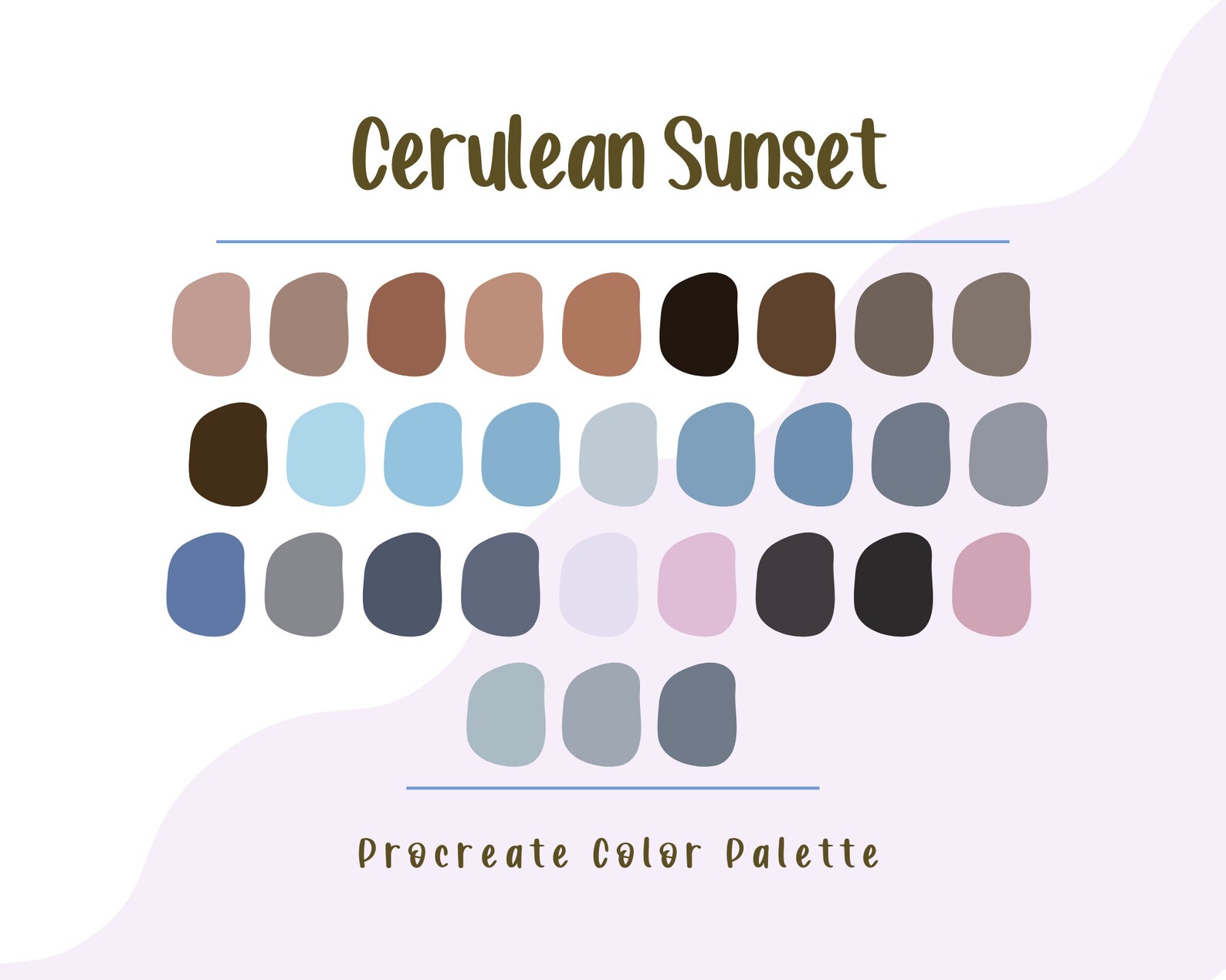 Cerulean Sunset Procreate Color Palette, Procreate Swatches - Etsy