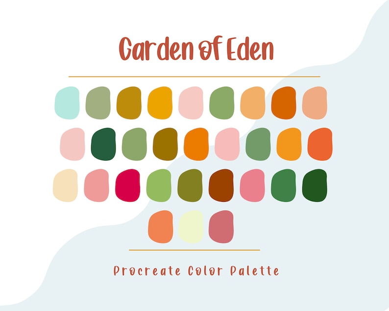 Garden of Eden Procreate Color Palette, Procreate Swatches, Floral ...
