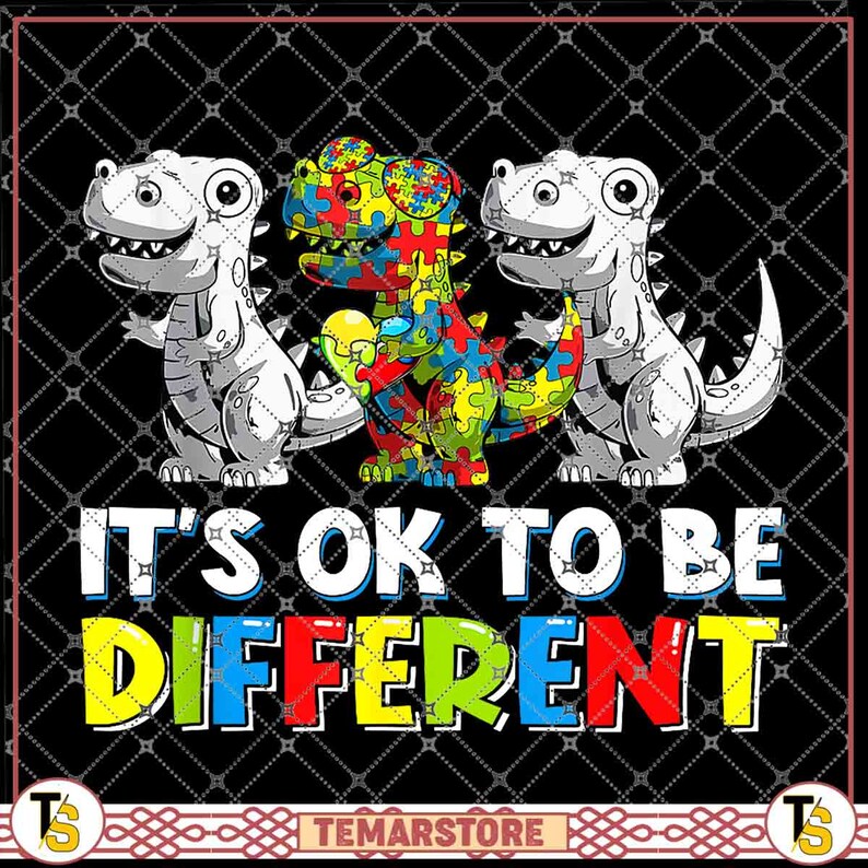 Autism Dinosaurs It's Ok to Be Different Autism Puzzle for Autism ...