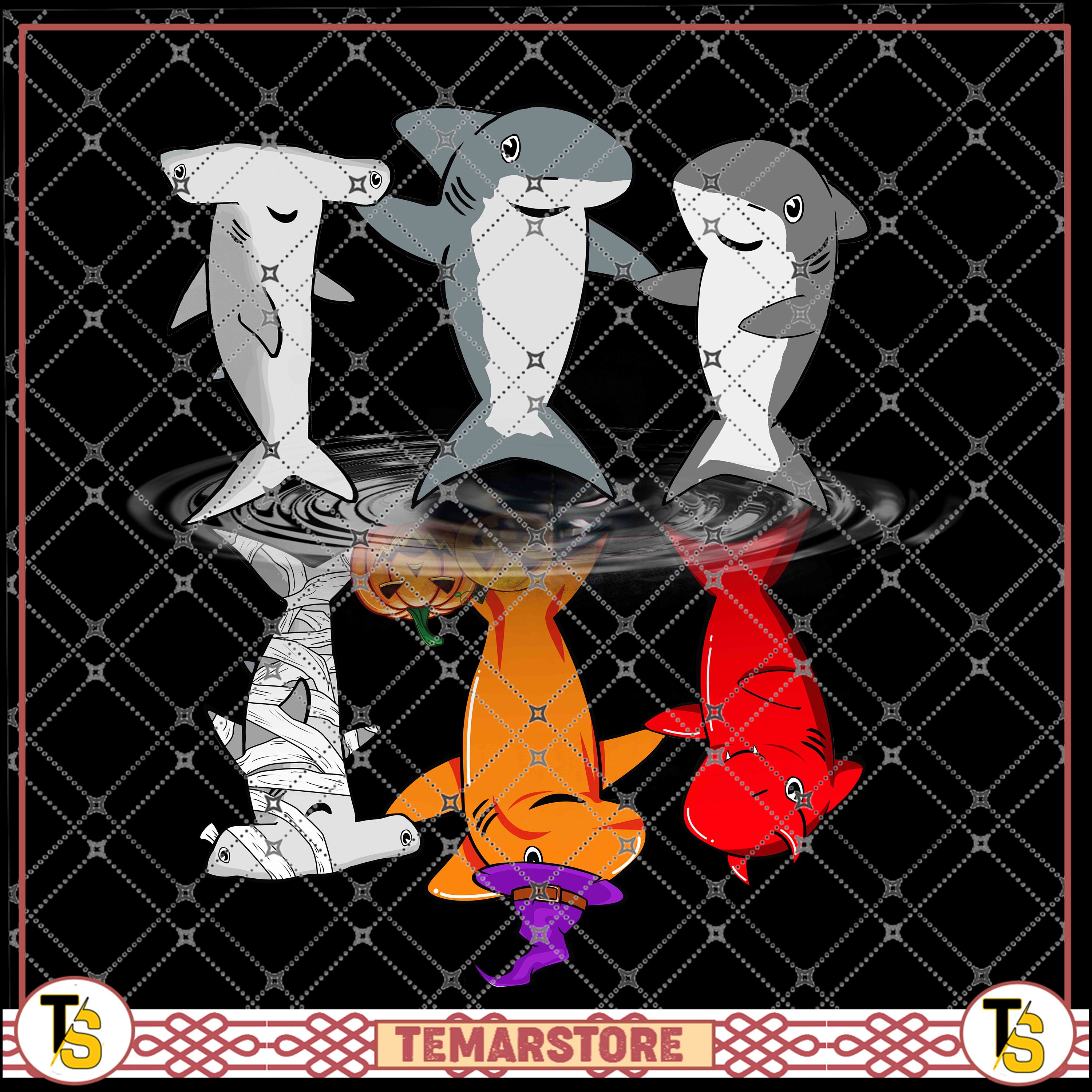 Shark Halloween Scary Witch Shark Gift for Sharks Lovers Clipart Shark ...