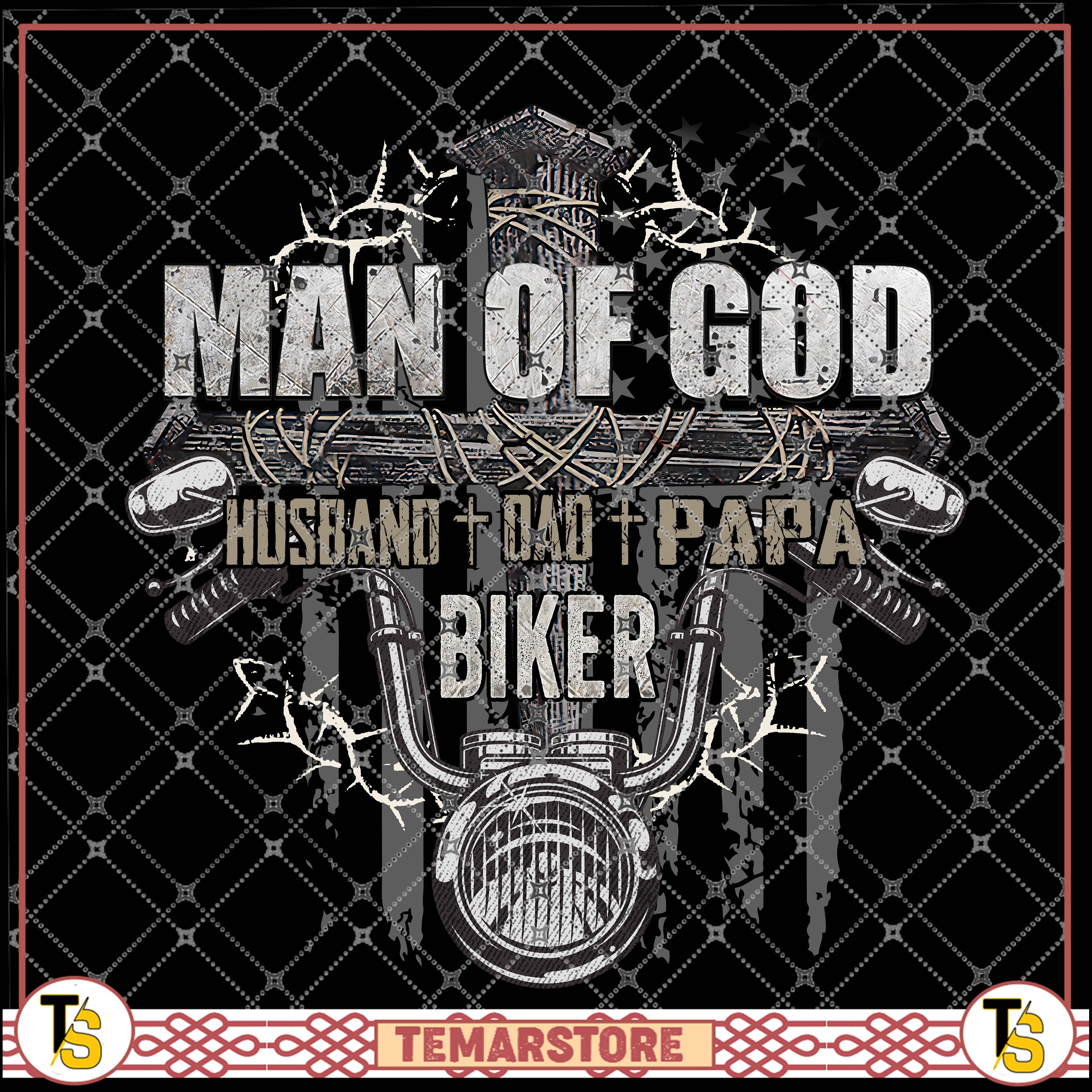 Man of God Husband Dad Papa Biker Gift for Jesus Lovers, Motorcycle ...