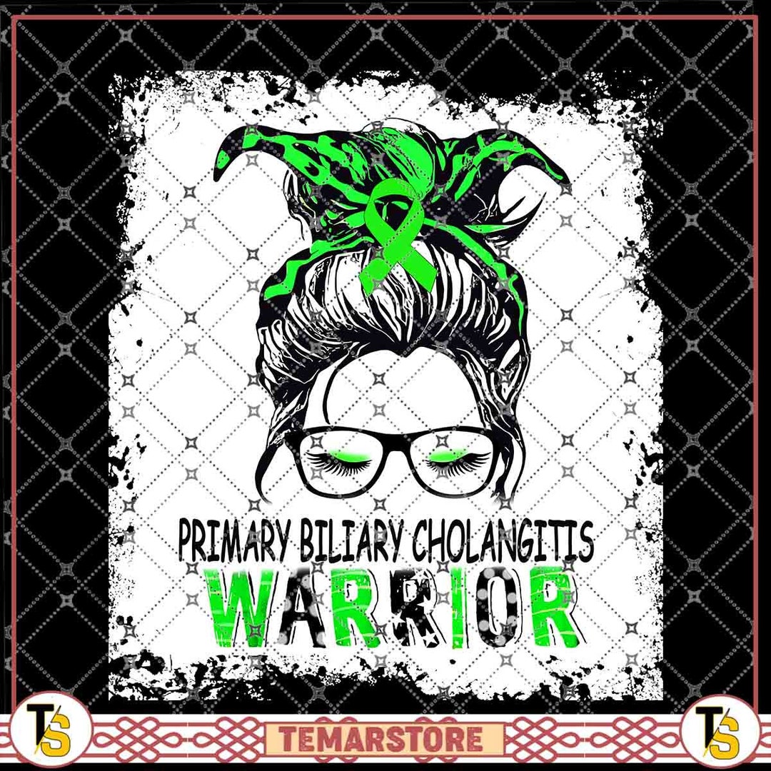 Primary Biliary Cholangitis Woman Warrior Messy Bun Green Hair Bow Wear ...