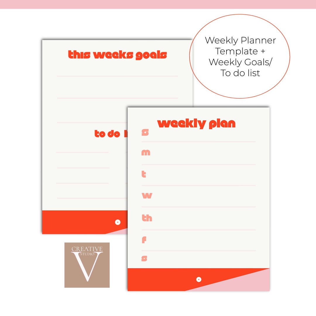 Retro Weekly Planner Printable, Weekly Plan, This Weeks Goals, to Do ...