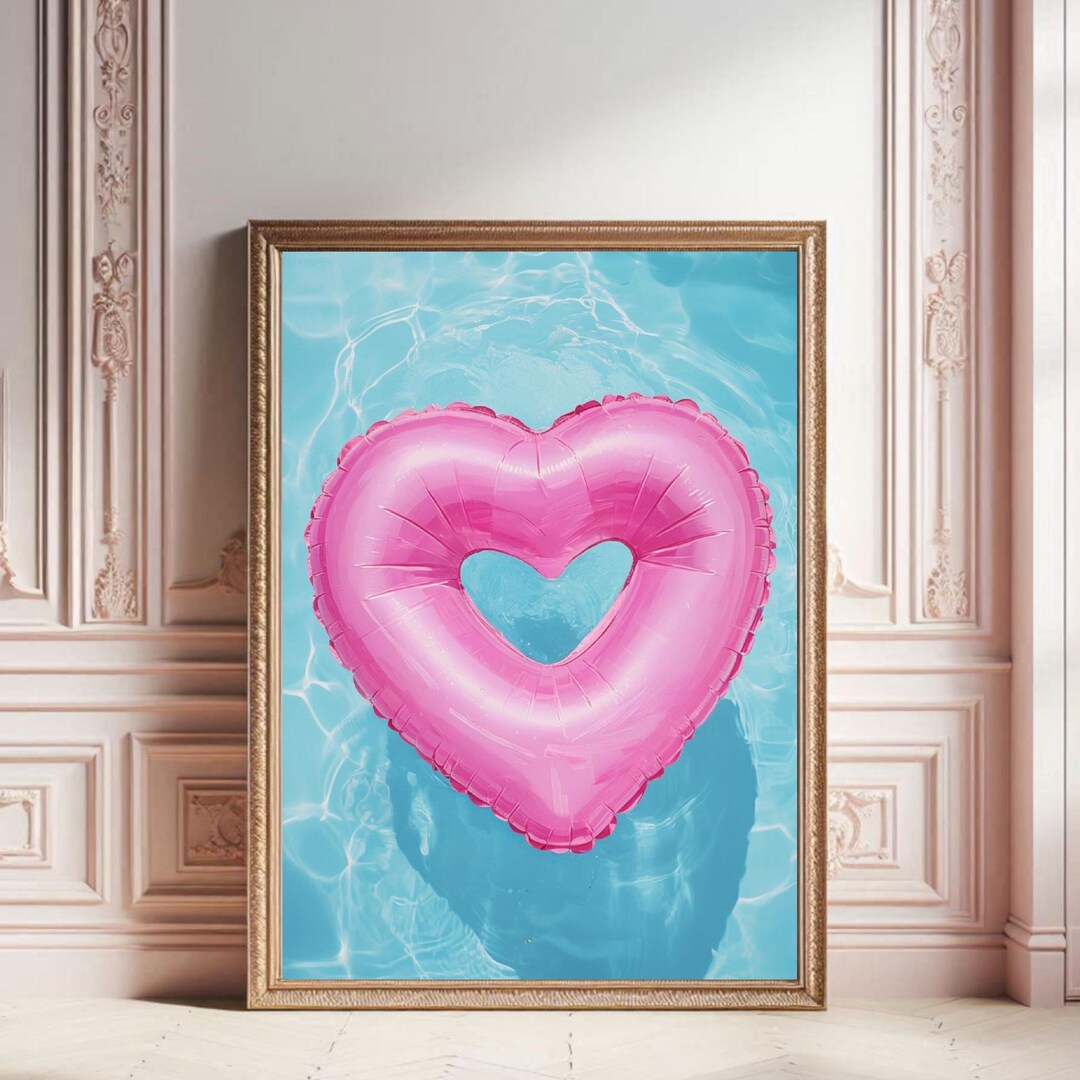 Pink Heart Pool Float Print: Summer Wall Art (digital Download) - Etsy