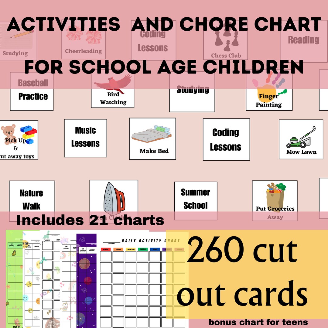 Activities and Chore Chart for School Age Children Early - Etsy