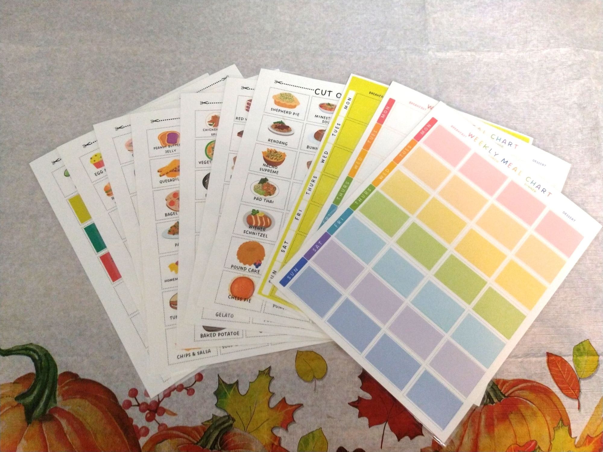 Weekly Meal Plan and Meal Cards Food Chart With Picture Images for Kids ...