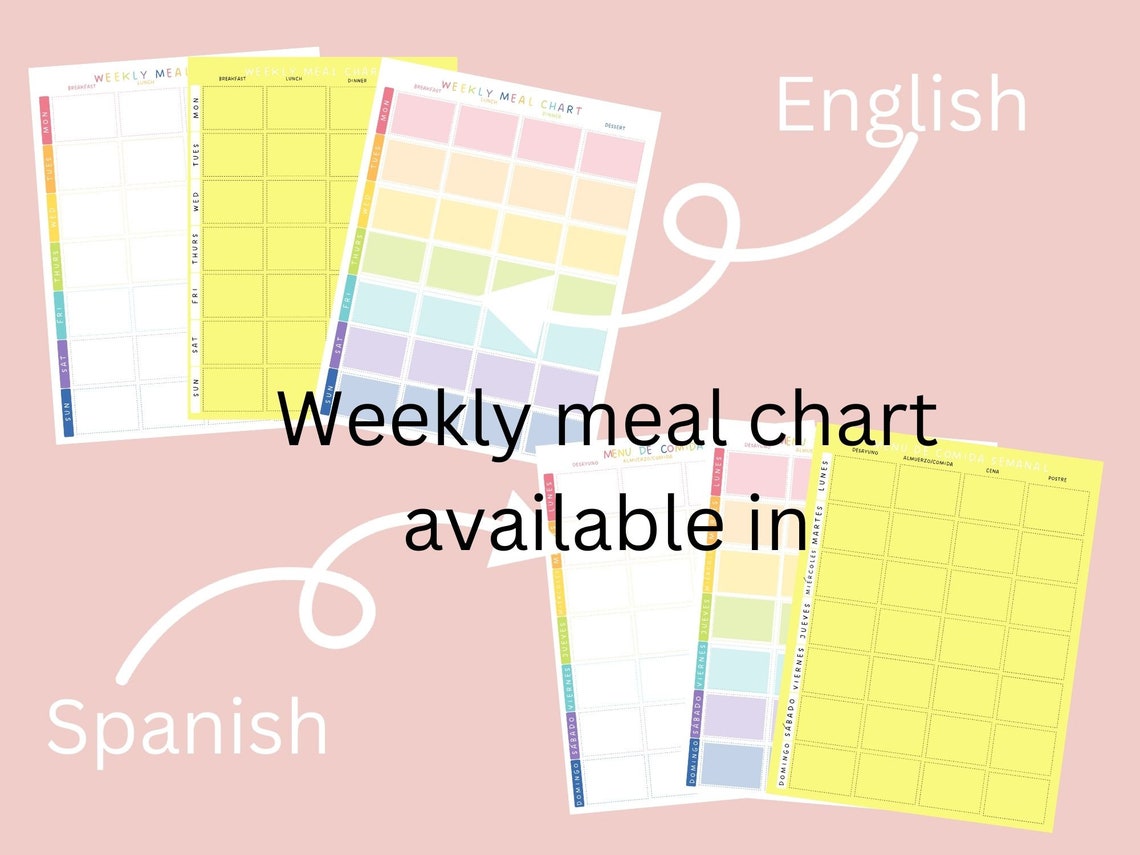 Weekly Meal Plan and Meal Cards Food Chart With Picture Images for Kids ...