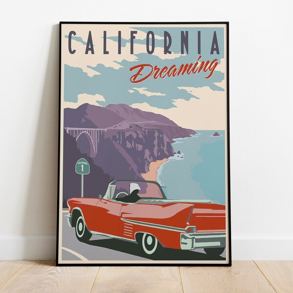 California Travel Poster - Etsy