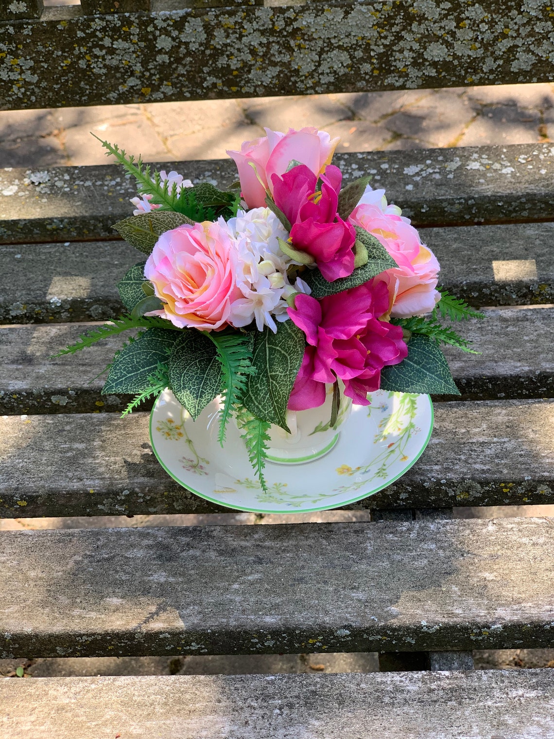 Victorian Garden Tea Cup Arrangement Shabby Chic Vintage - Etsy