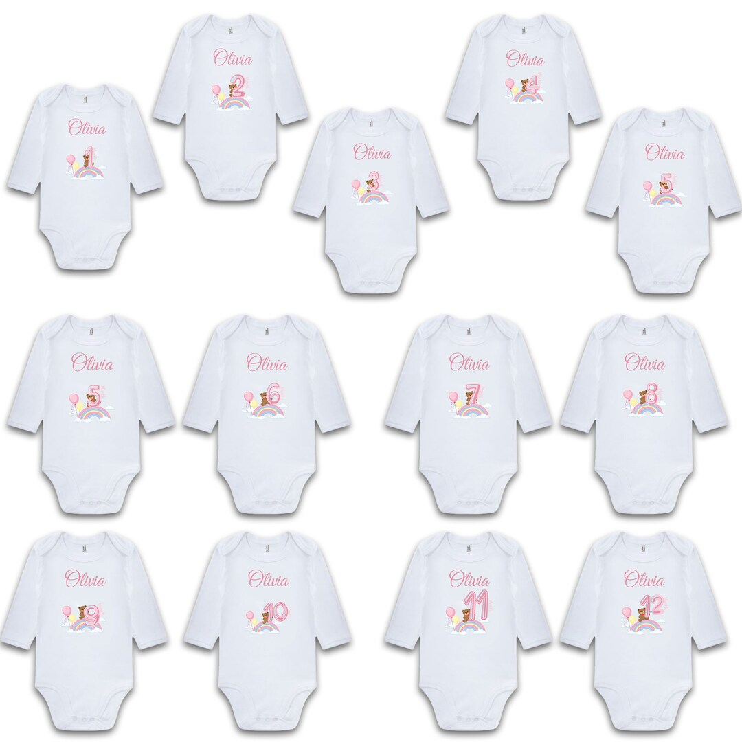 Monthly Milestone Baby Grow Girls Bodysuit Kit Baby Shower - Etsy