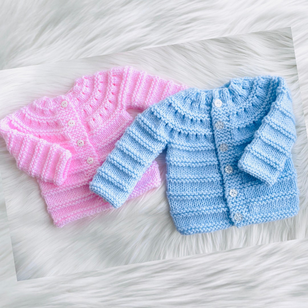 Digital PDF Knit Pattern: Easy Knit Baby Cardigan Sweater, Coat, Jacket ...