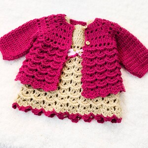 Digital PDF Crochet Pattern: Raspberry Crochet Baby Coat, Cardigan ...