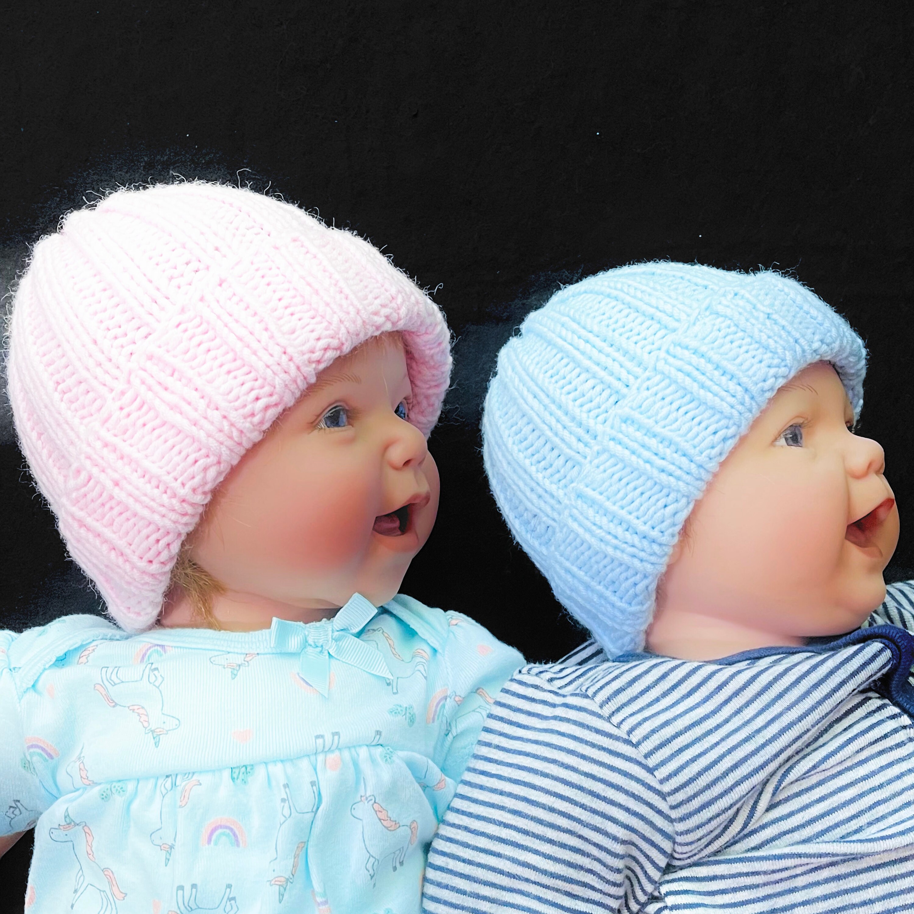 Digital PDF Knit Pattern: Basic Knit Baby Beanie Hat in the Round ...