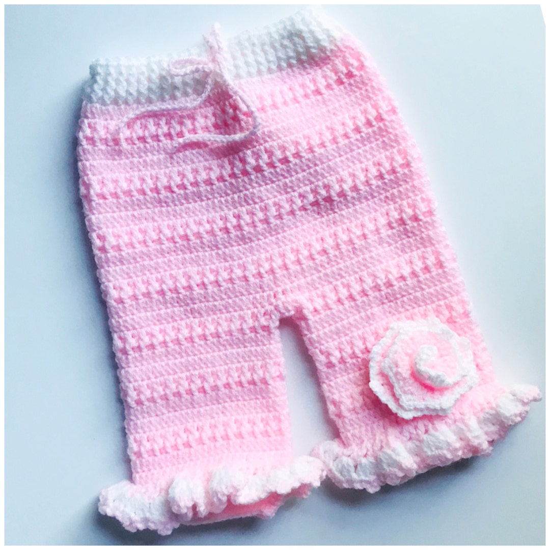 Digital PDF Crochet Pattern: Ruffle Crochet Capri Style Baby Pants ...