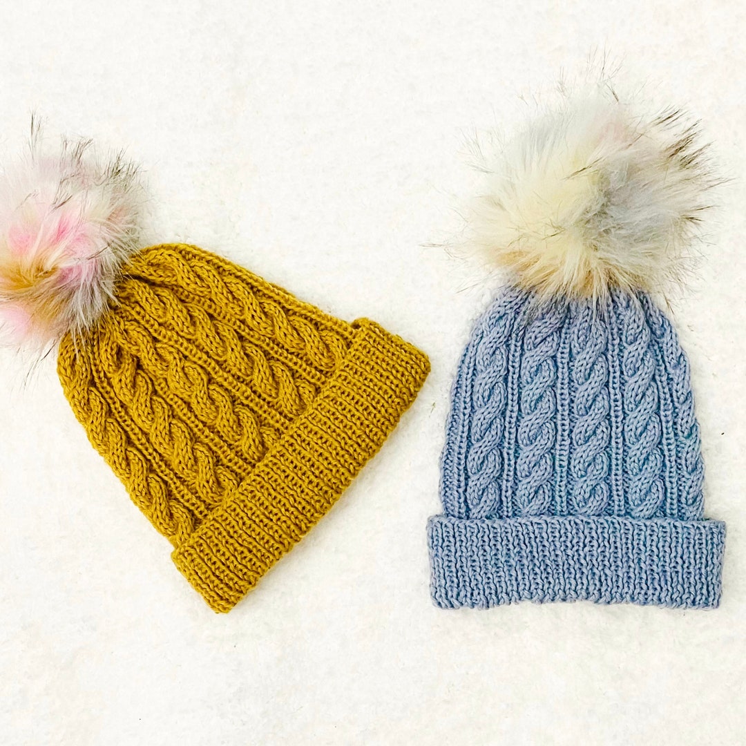 Digital PDF Knit Pattern: Easy Knit Cable Beanie Hat or Cap Pattern for Adults With Straight ...