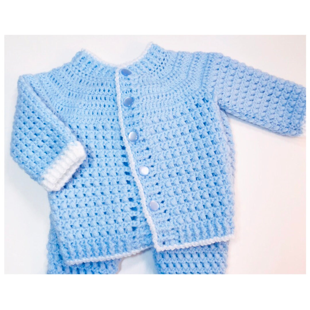Digital PDF Crochet Pattern: Bean Stitch Crochet Baby Cardigan Sweater ...