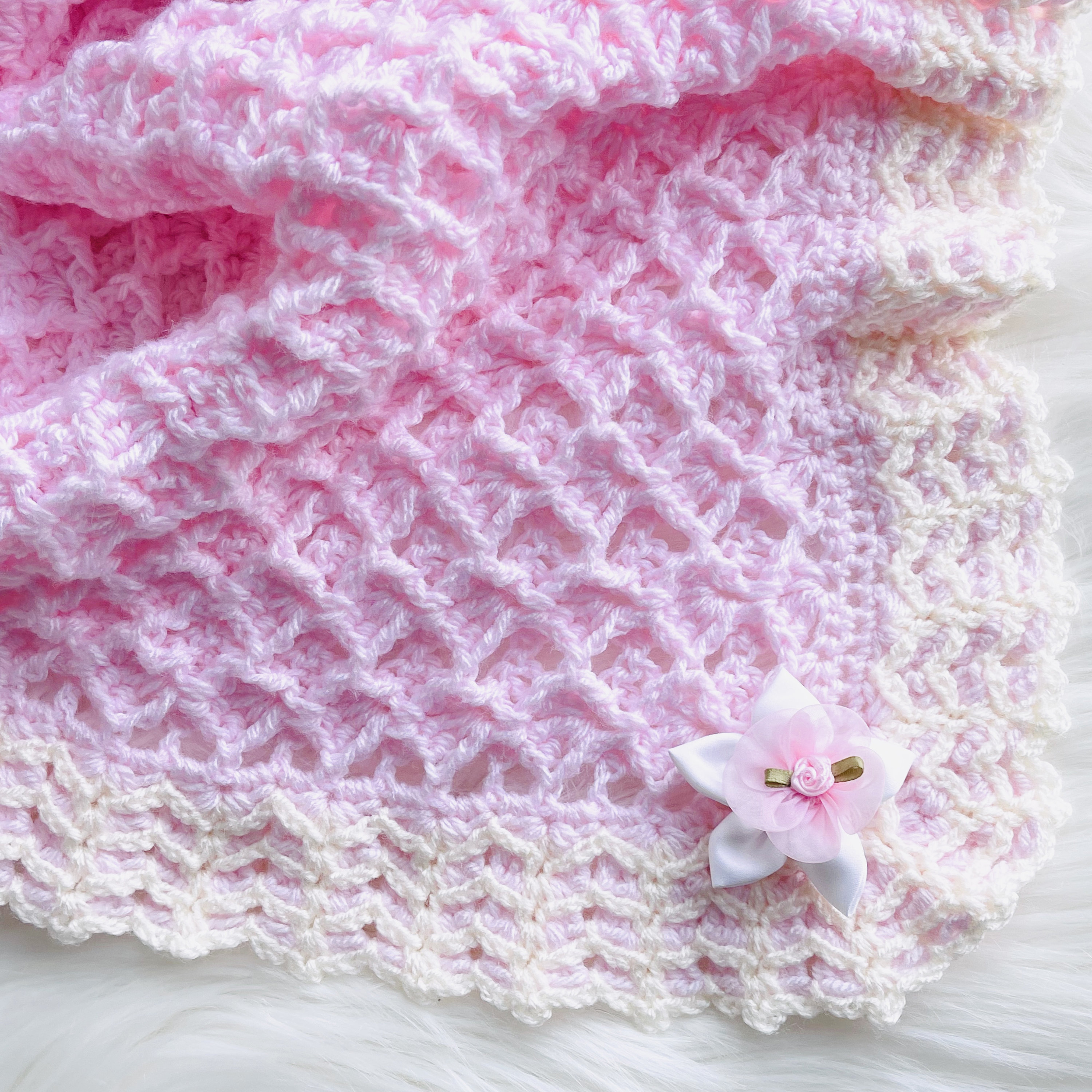 Crochet Baby Blanket Pattern: 3D Fan Stitch Border (digital PDF) Norah ...