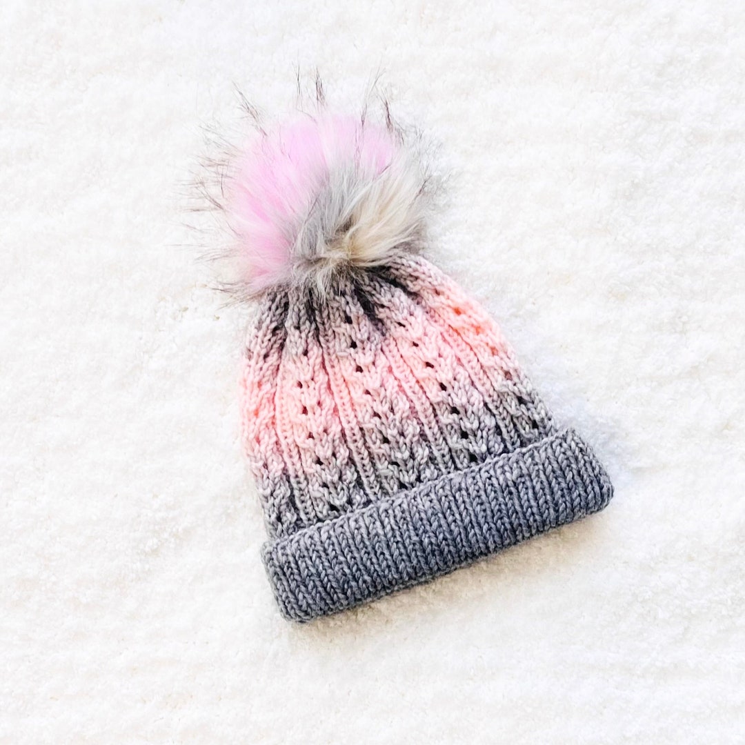 Digital PDF Knit Pattern: Easy Knit Fern Stitch Hat in the Round ...