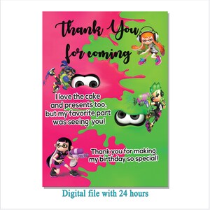 Splatoon Invitation, Splatoon Birthday, Splatoon Party Supplies ...