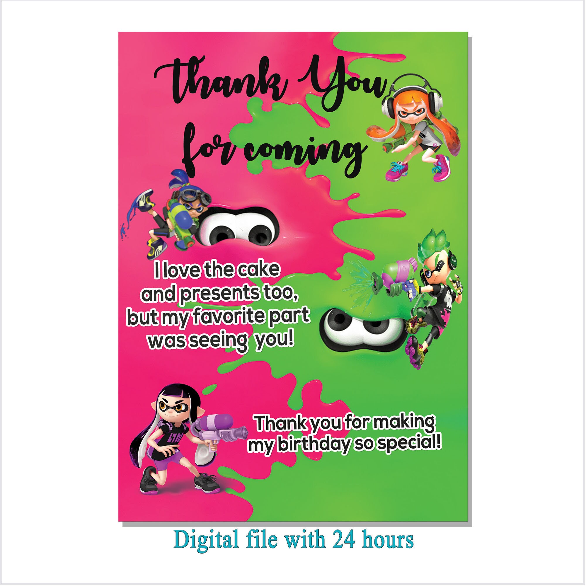 Splatoon Invitation, Splatoon Birthday, Splatoon Party Supplies ...