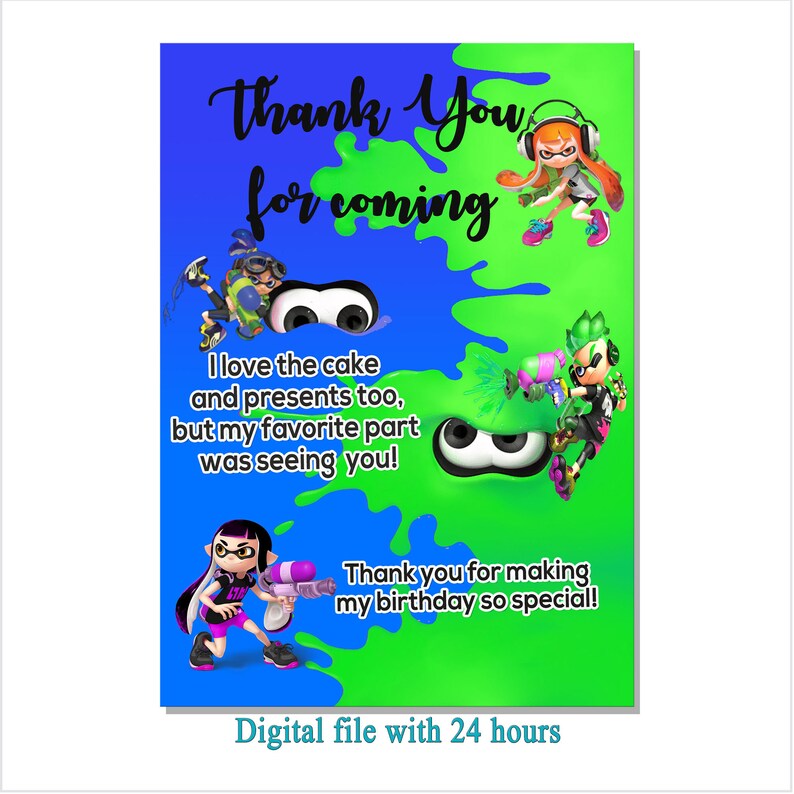Splatoon Invitation, Splatoon Birthday, Splatoon Party Supplies ...