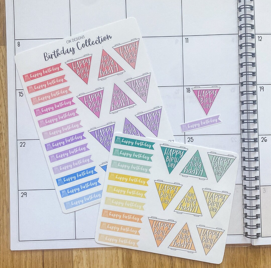 Rainbow Birthday Stickers Planner Stickers Remind Stickers Planner - Etsy