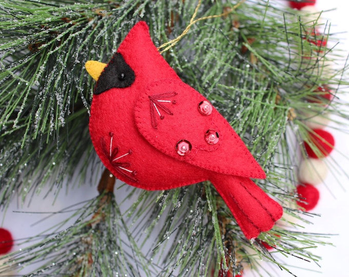 Felt Cardinal Bird, Cardinal Ornament, Christmas Bird, Red Bird - Etsy