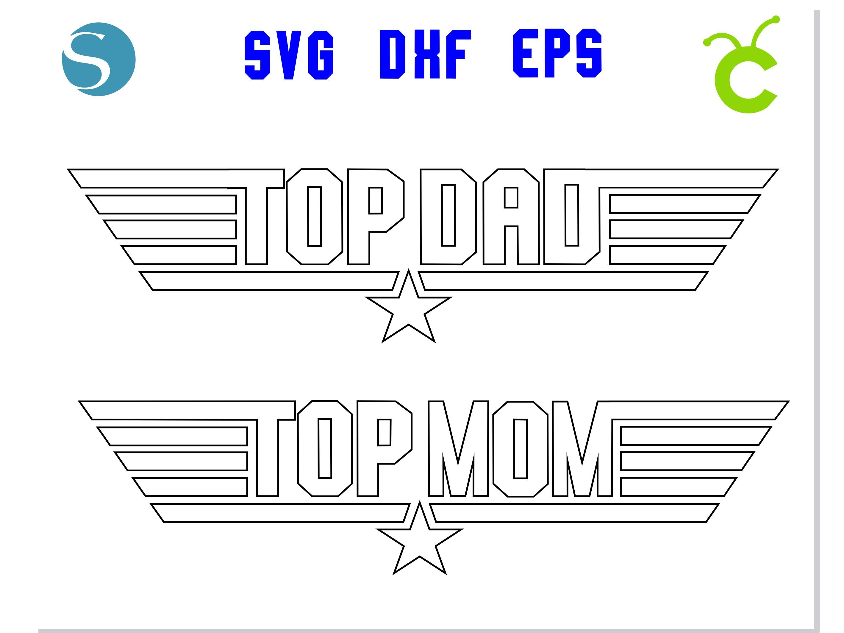 Top Gun Top Dad Svg And Top Gun Top Mom Svg Emblem Logo Vector Etsy