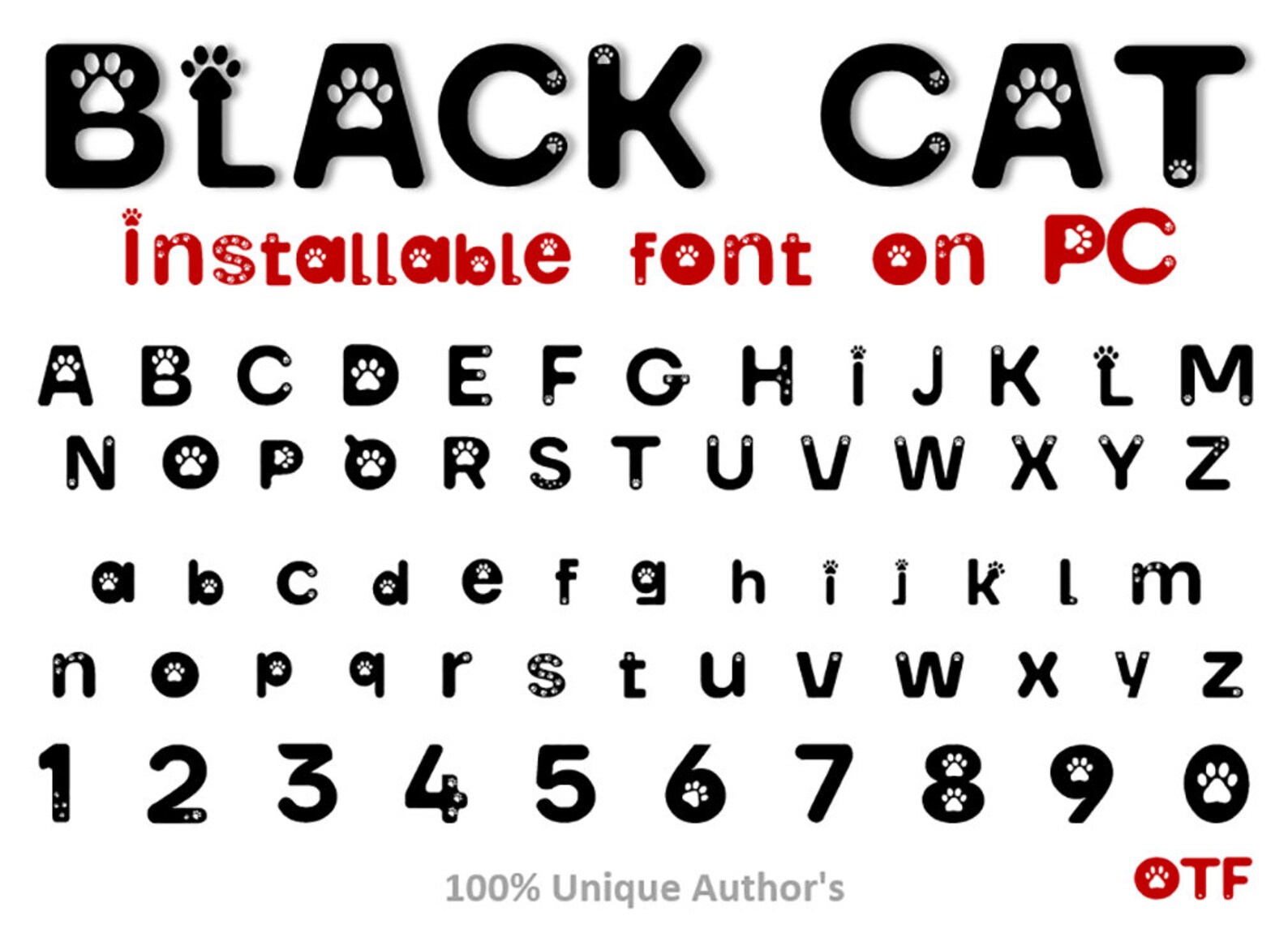 Black Cat font SVG OTF Black Cat svg letters animal | Etsy