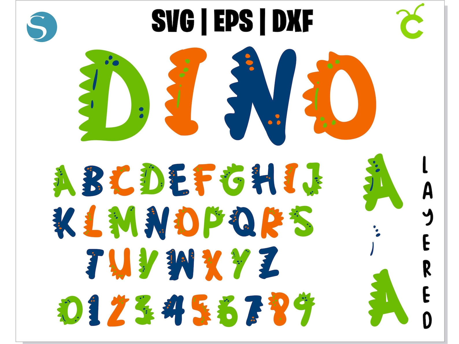 Dinosaur Layered Font SVG Dinosaur Font Cricut SVG Dinosaur | Etsy