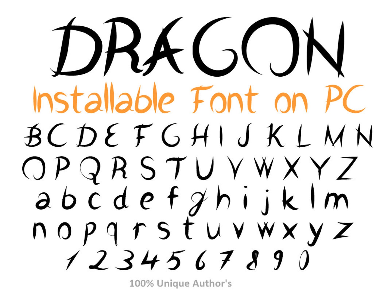 Dragon font svg otf Dragon clipart png psd jpg Printable | Etsy
