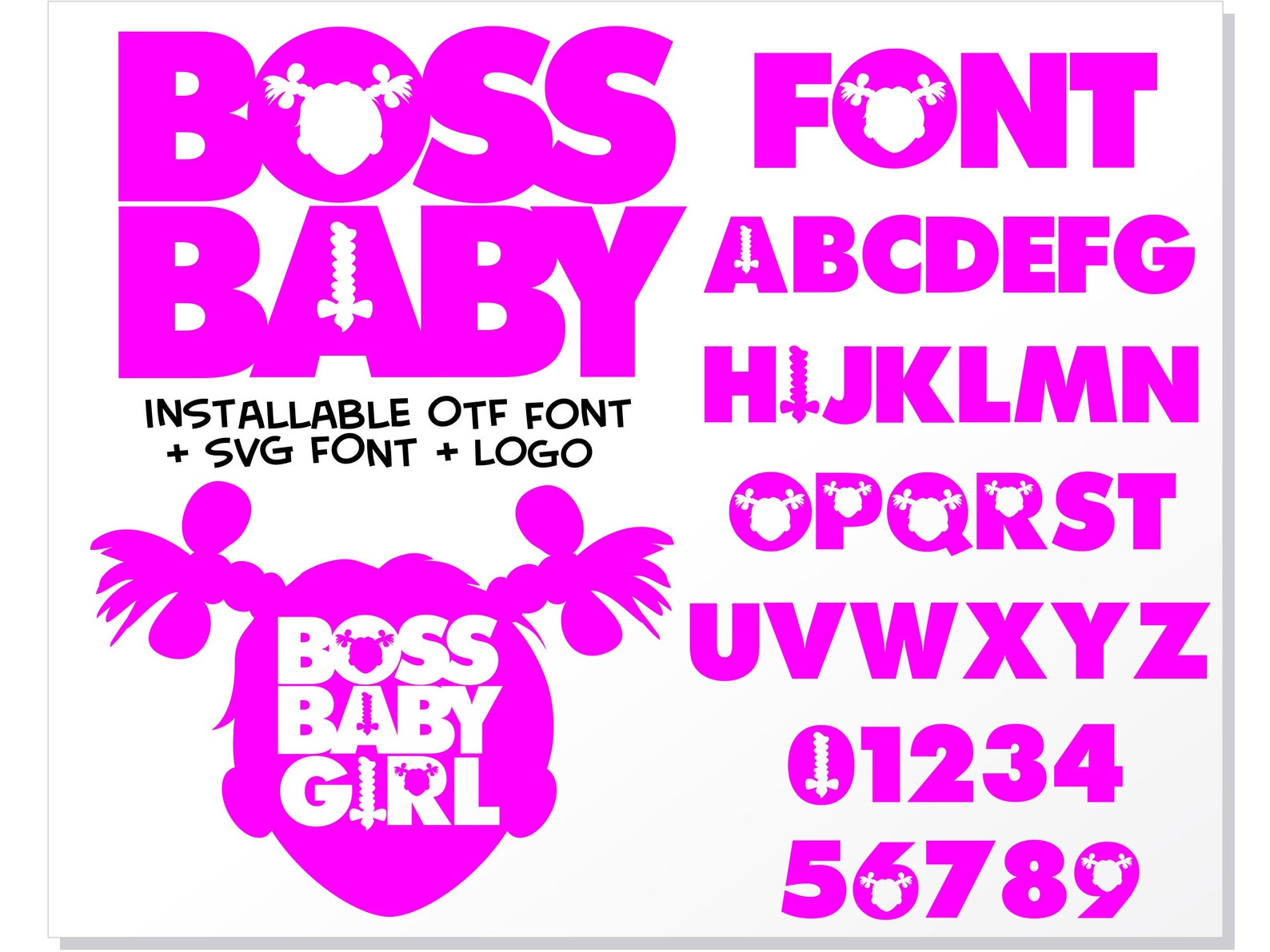 Boss Baby Girl font SVG Boss Baby font Girl OTF Boss Baby | Etsy