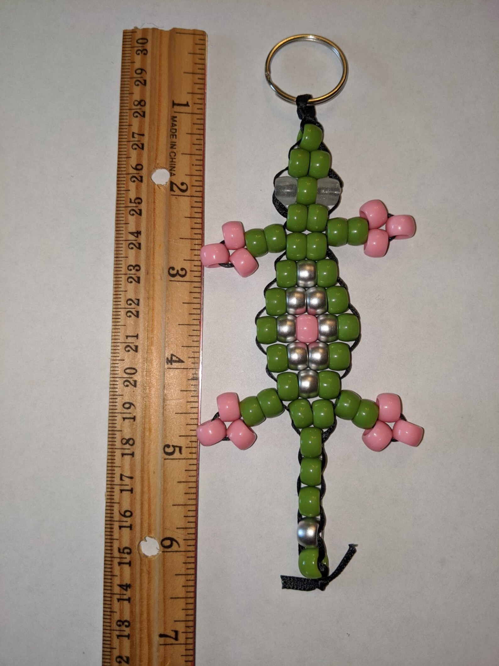 Green, Pink, and Silver Beaded Lizard - Etsy