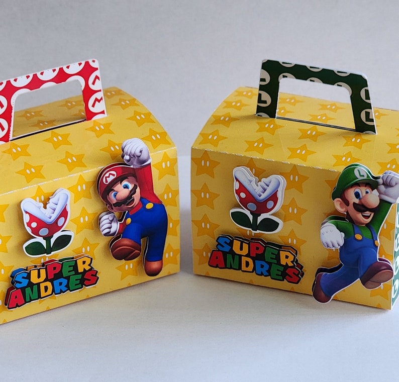 Cajas De Regalos. Mario Bros Y Luigi Favorecen Cumpleaños, Party Candy ...
