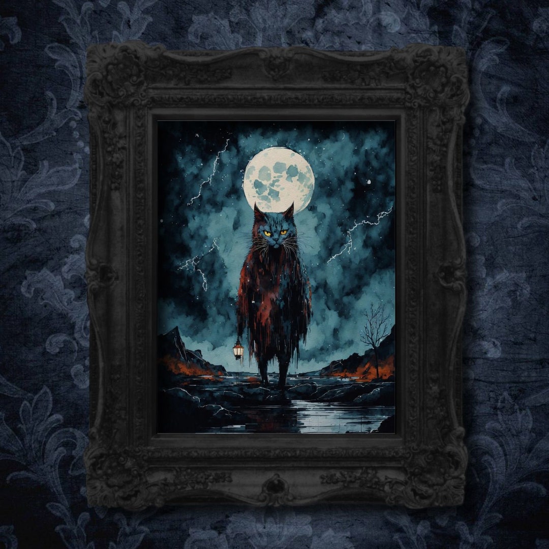 Werecat Halloween Print - Etsy