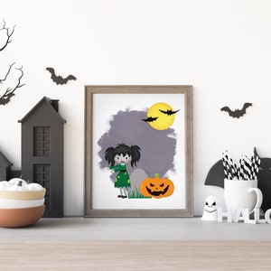 Cute Zombie Girl Halloween Art Print Halloween Prints for - Etsy