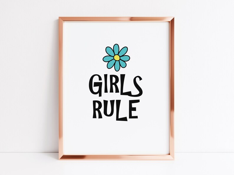 Girls Rule Wall Art Minimalist Art Printable Black White | Etsy